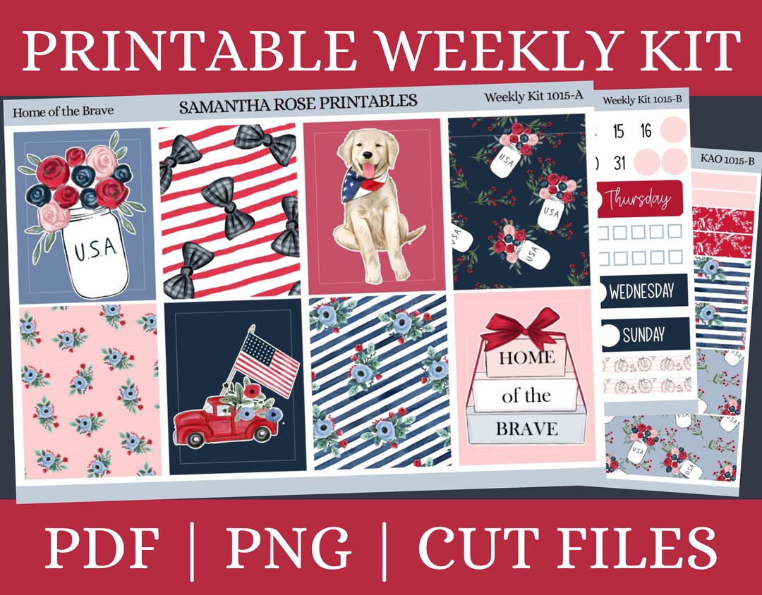 Home of the Brave Printable Weekly Kit Patriotic Printable Vertical ...