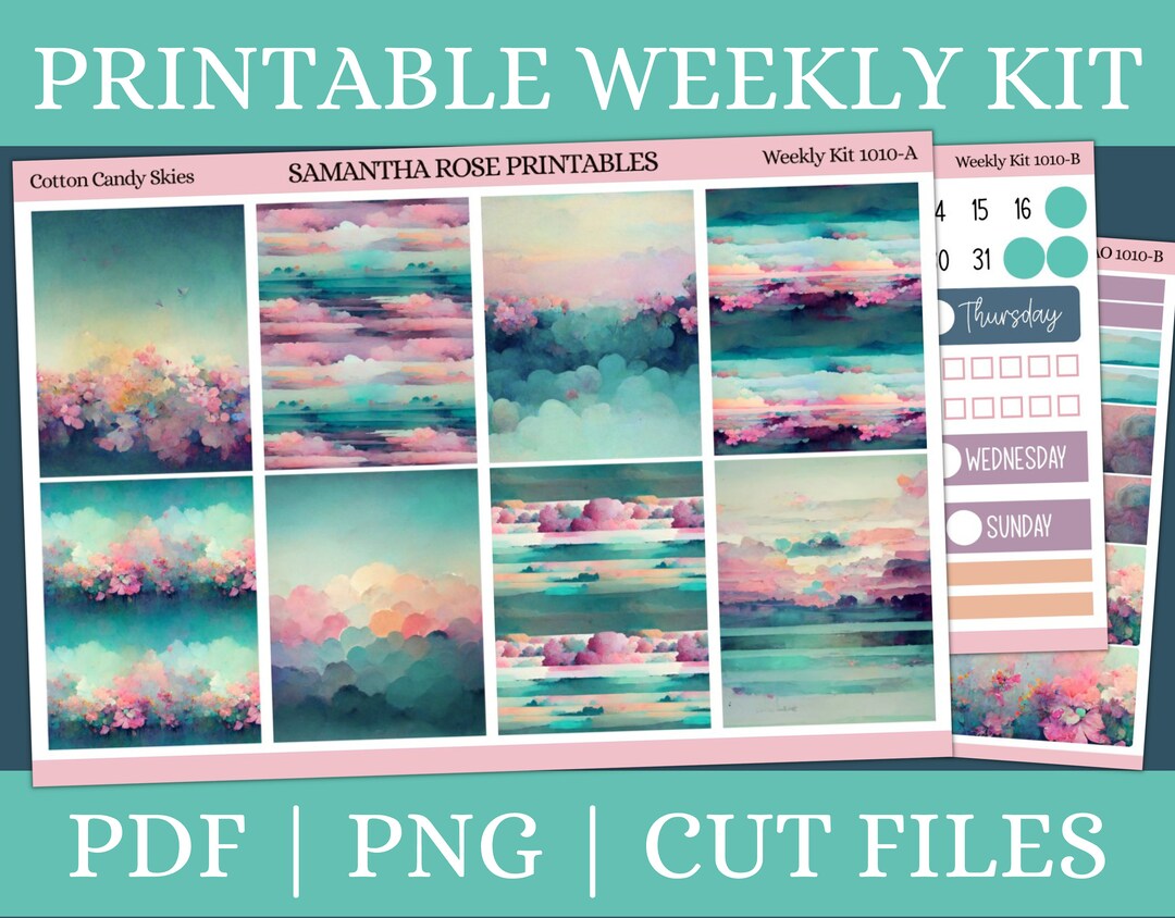 Cotton Candy Skies Printable Weekly Kit Colorful Clouds - Etsy