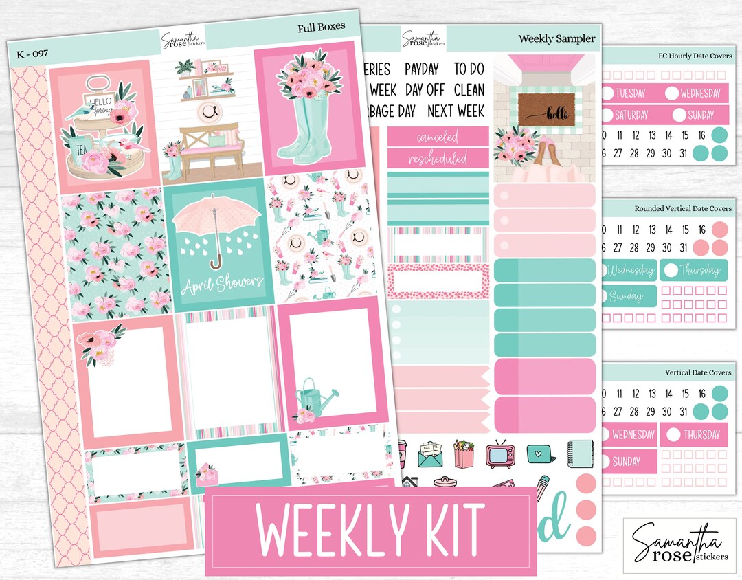 K-097 April Showers Weekly Kit Spring Weekly Kit Planner - Etsy