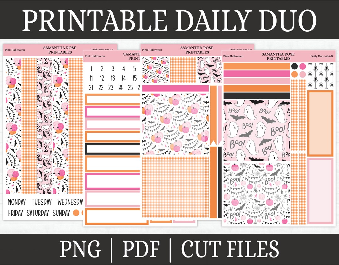 Pink Halloween Printable Daily Duo Kit Halloween Printable 7x9 Daily ...