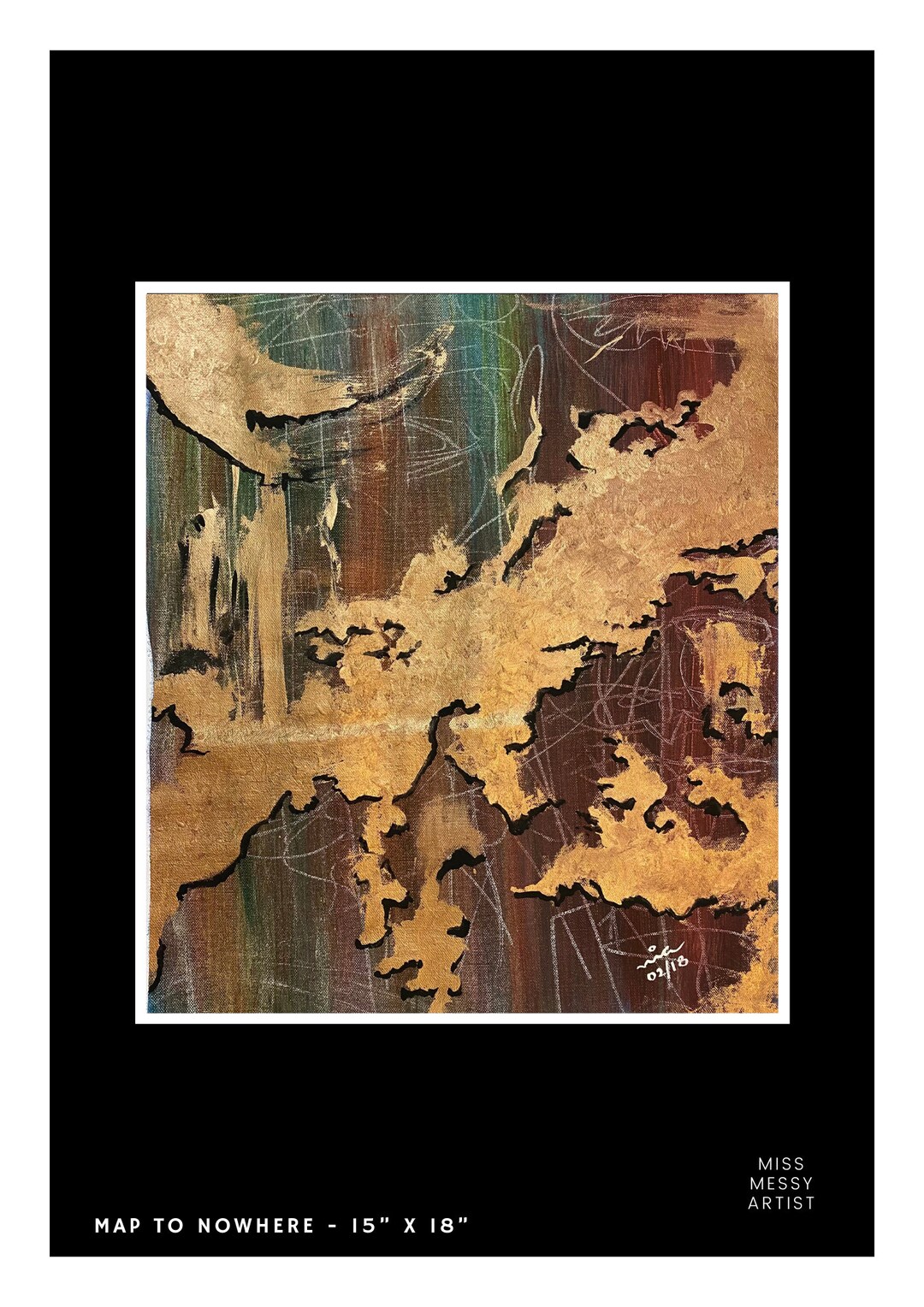 MAP TO NOWHERE Abstract Luxury Painting Showing Imagined Map Luxury ...