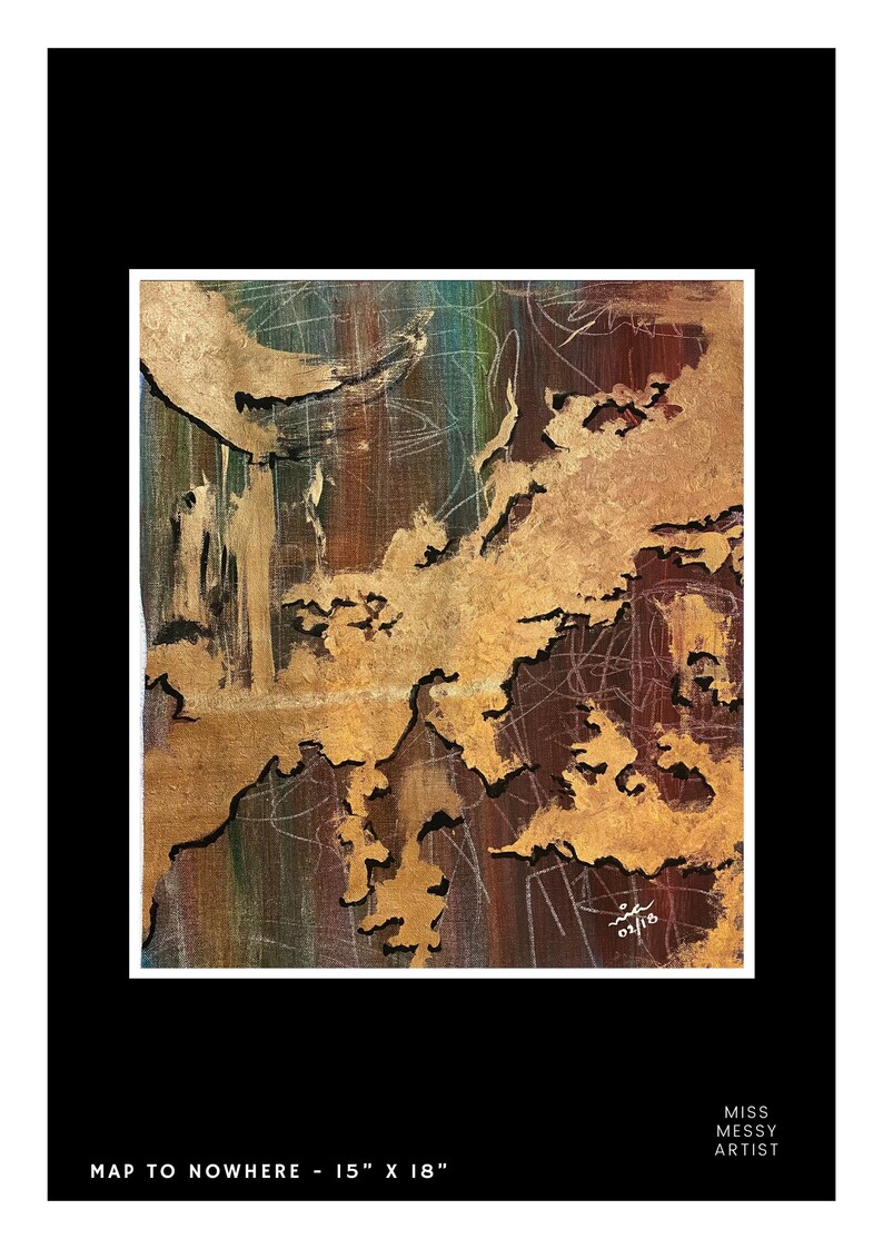 MAP TO NOWHERE Abstract Luxury Painting Showing Imagined Map Luxury ...