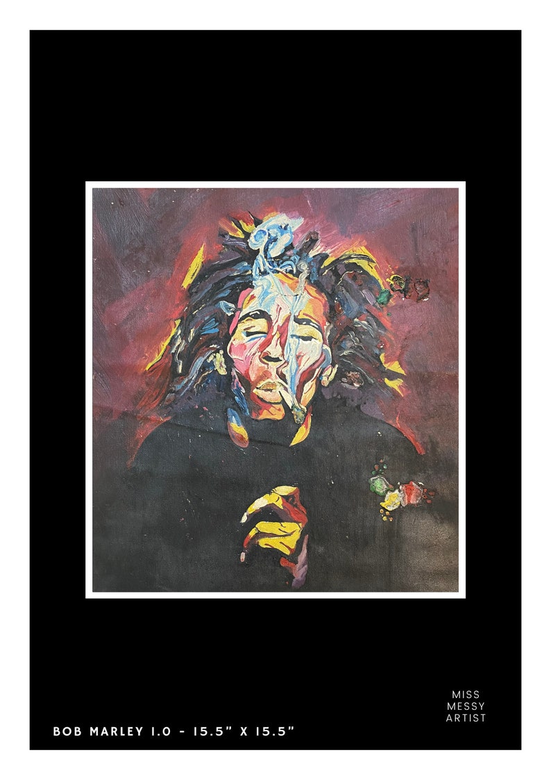 BOB MARLEY Oil Painting in Vintage Style With Texture Paint and Crack ...
