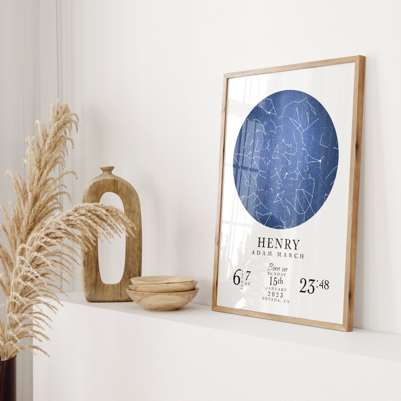 Personalised Star Map Print: Baby Birth Details, Night Sky Gift - Etsy