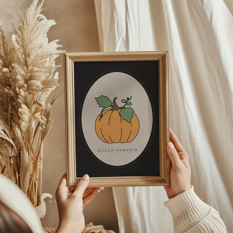 Hello Pumpkin Print | Autumn Fall Home Decor - Etsy