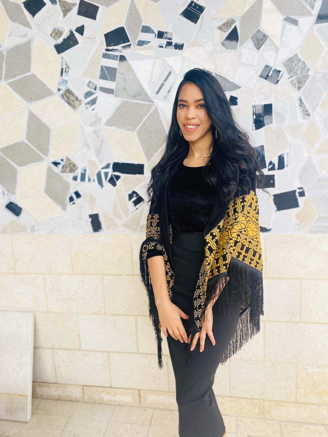 Palestinian Embroidery (tatreez) Shawl Made in Hebron (made in ...