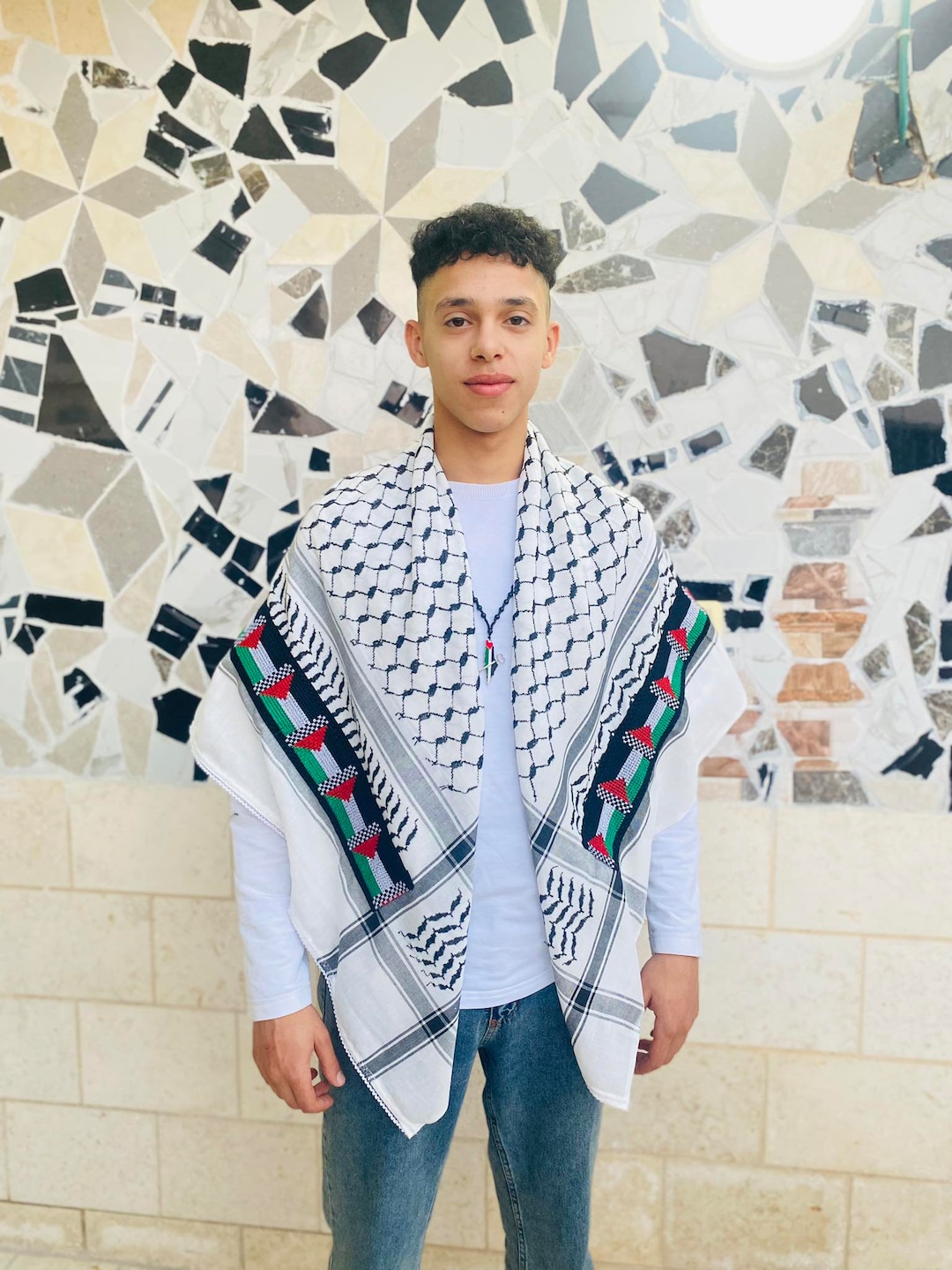 BACK IN STOCK palestinian Kuffiyah With Palestinian Flag - Etsy