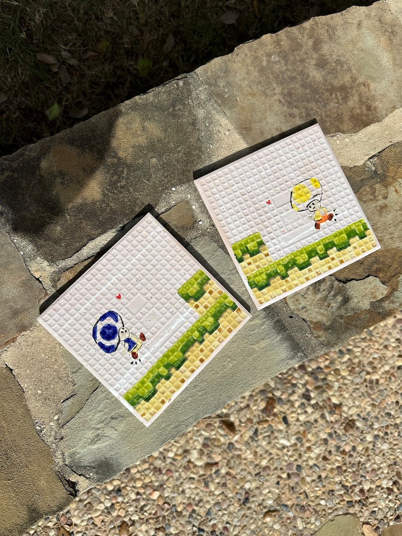 Ceramic Toad Tiles, Two Player Tiles, Toad Mushroom Tiles, Mario Toad ...