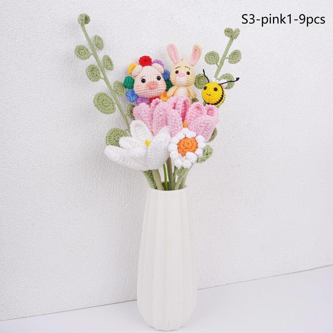 Crochet Plushies Bouquet,crochet Flower Animal,cute Kintted Bouquet ...