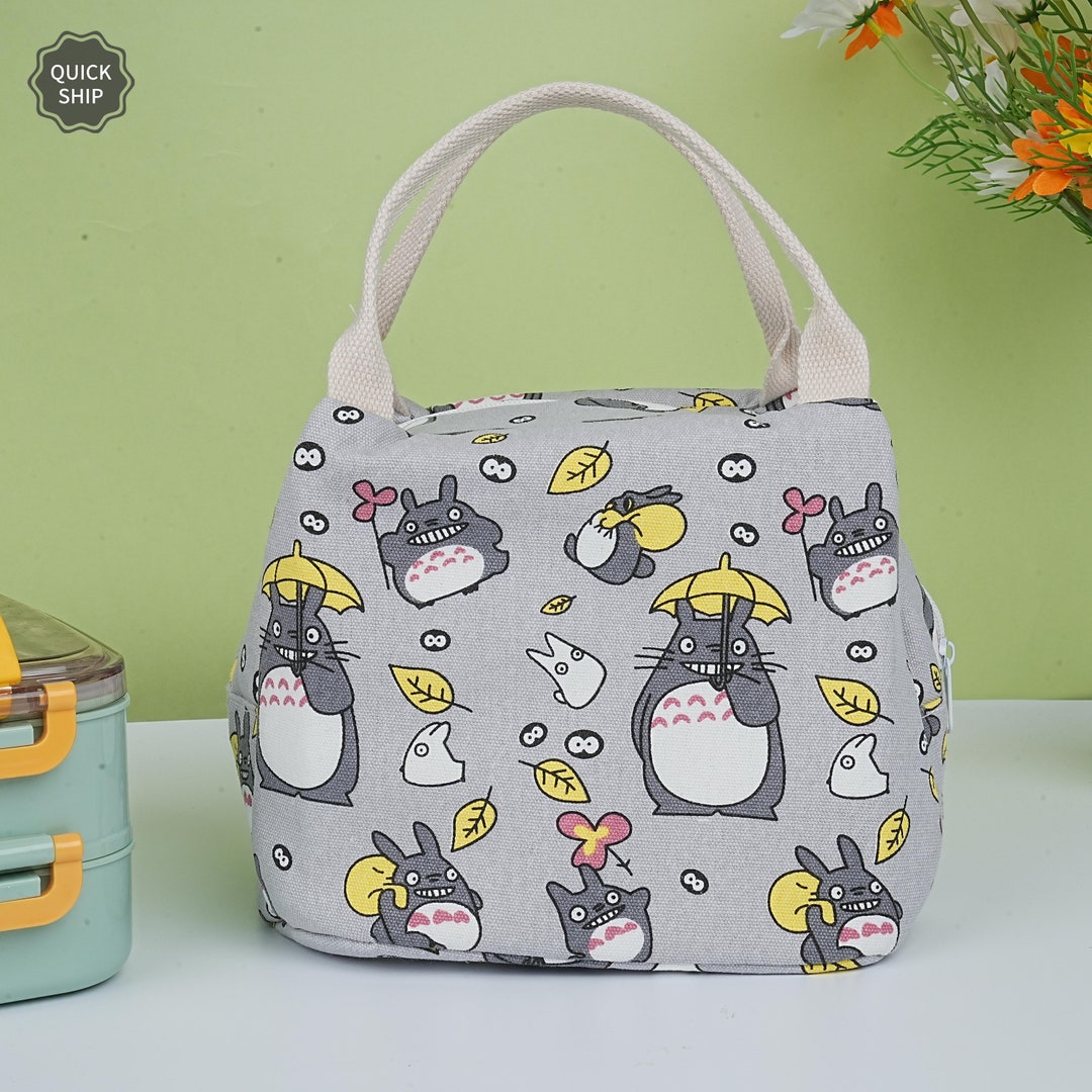 Cute Totoro Canvas Insulated Lunch Bag With Zipper,handmade Lunch Bag ...