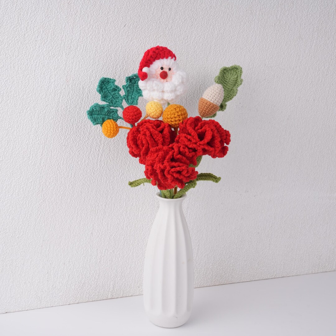 Santa Flower Bouquet,christmas Crochet Flower Handmade,christmas Home ...