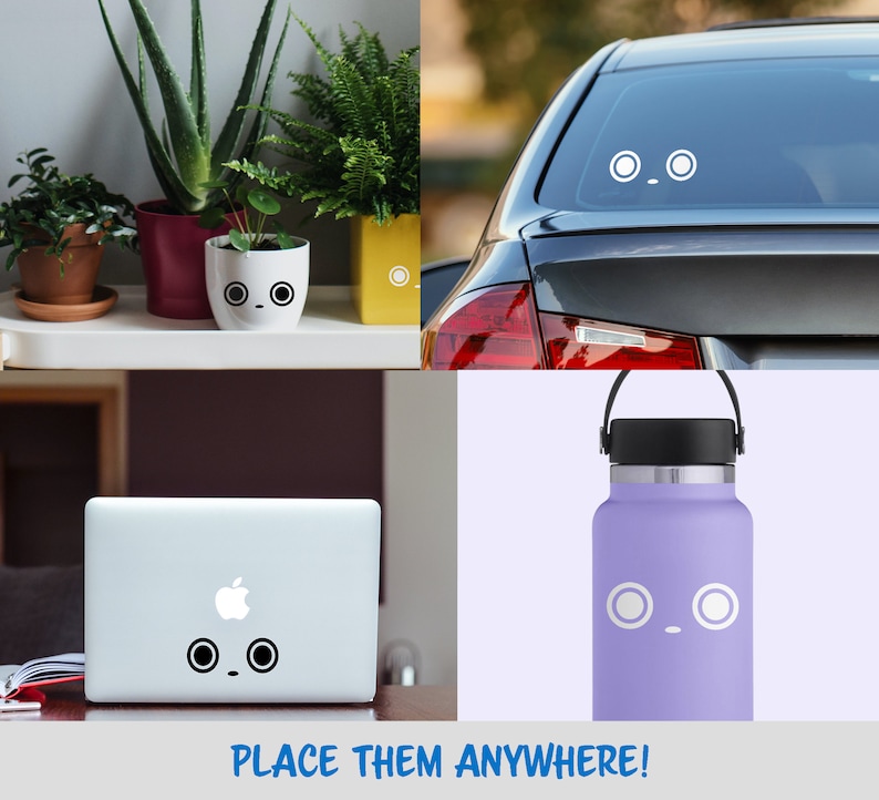 Silly Cute Big Ol' Eyes Expression Sticker, Cartoon Face Vinyl Decal ...