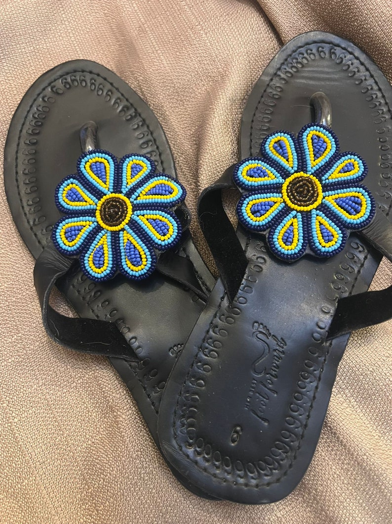 Clearance African Leather Beaded Sandals Kenya Tanzania Proceeds To Charity Women African