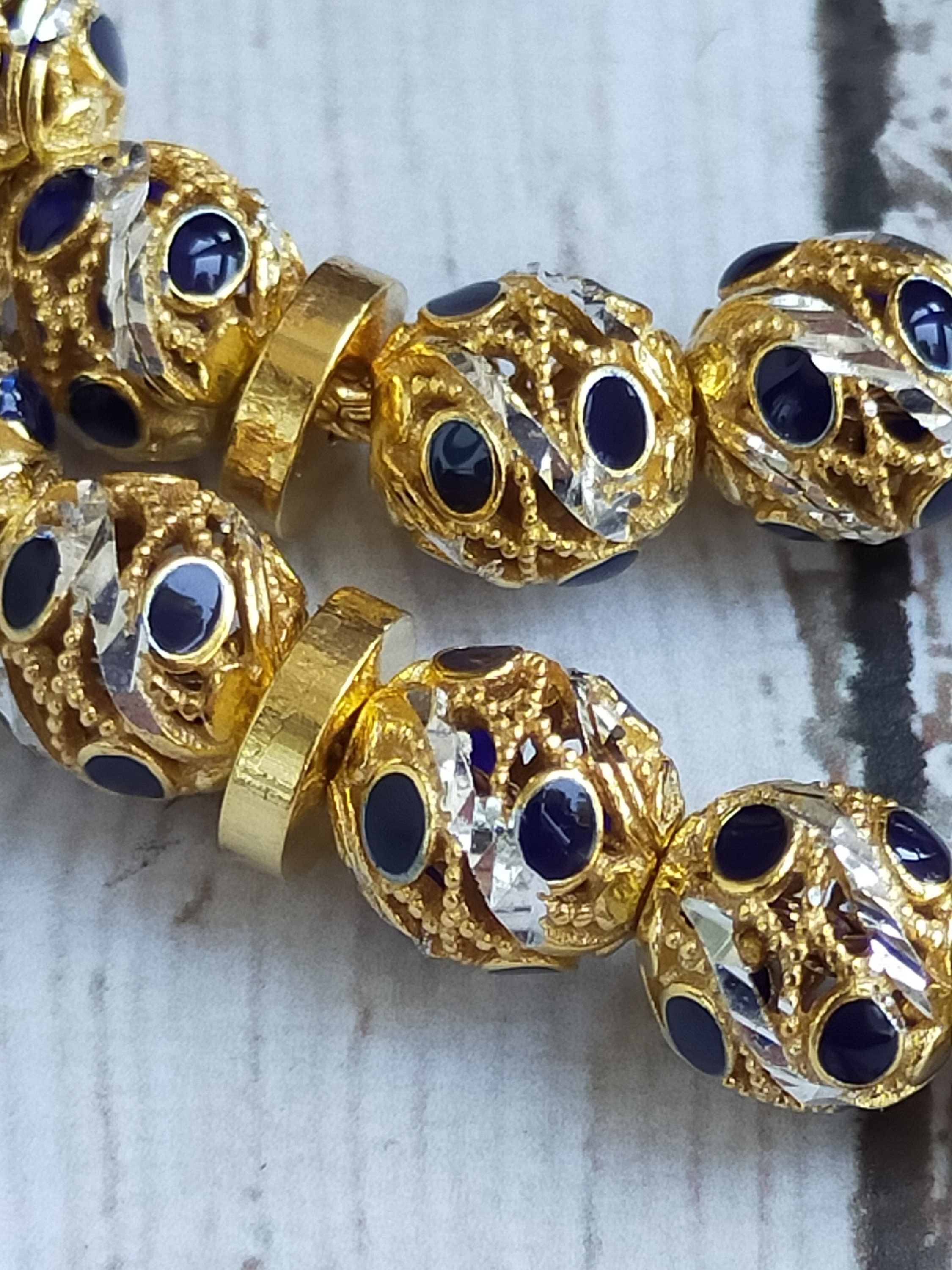 BLACK RUBY Stone Inlay 33 Prayer Beads 925 Solid Sterling | Etsy