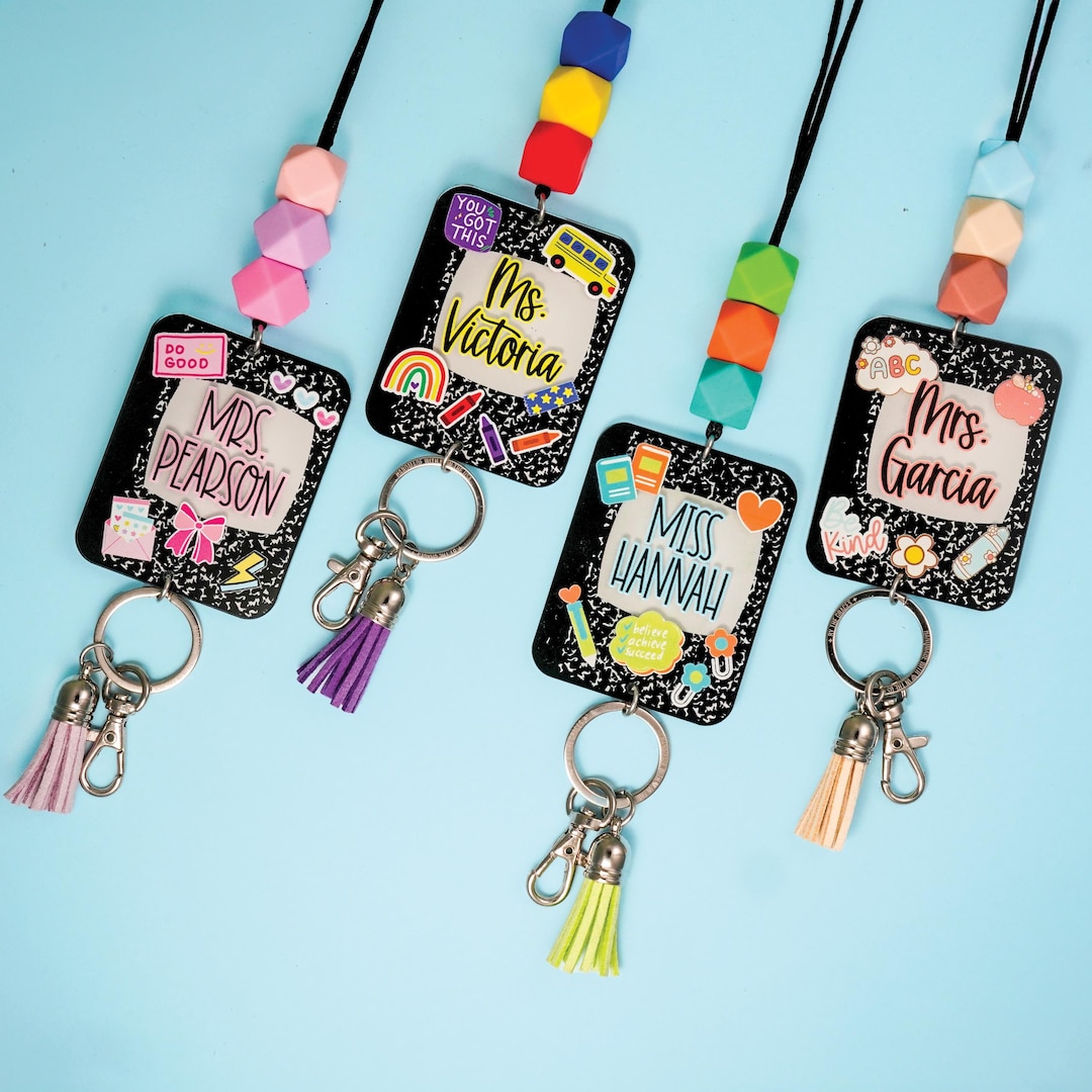 Trendy Teacher Notebook Lanyard - Personalized Lanyard for Keys or ID ...