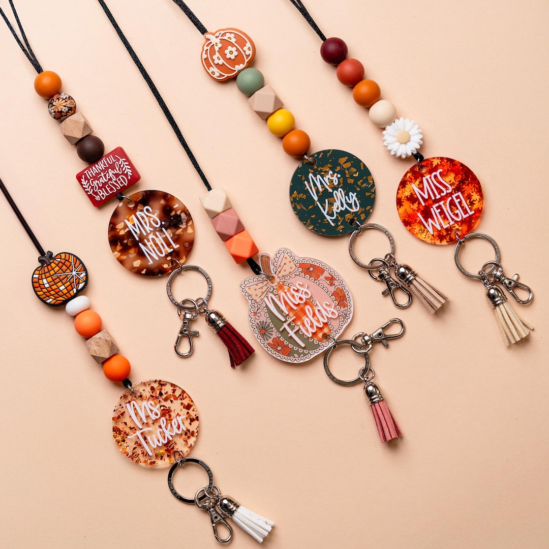 Fall Teacher Lanyard - Personalized Lanyard for Keys or ID Badge ...