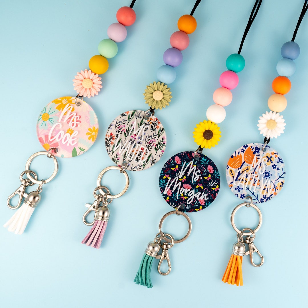 Spring Floral Lanyard - Personalized Lanyard for Keys - Lanyard for ...
