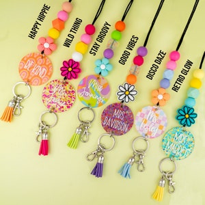Groovy Sparkly Lanyard - Personalized Lanyard for Badge - 80's Lanyard ...