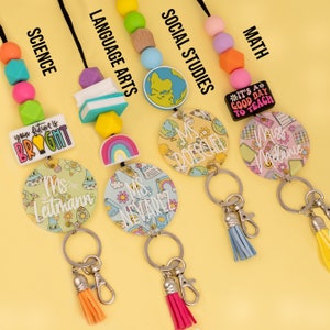 Teacher Subject Lanyard - Personalized Lanyard for ID Badge - Beaded ...