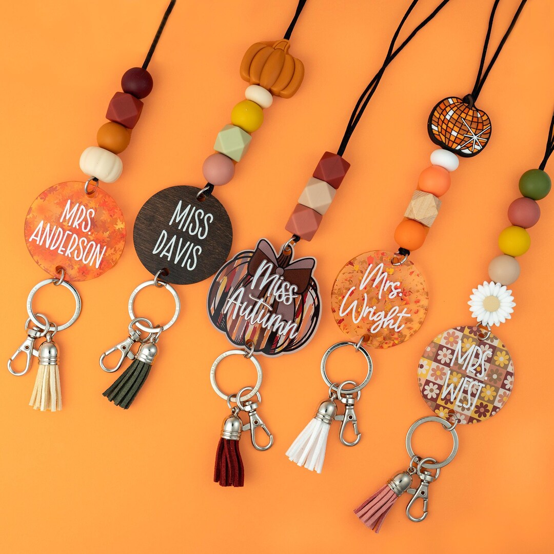 Fall Teacher Lanyard - Personalized Lanyard for Keys or ID Badge ...