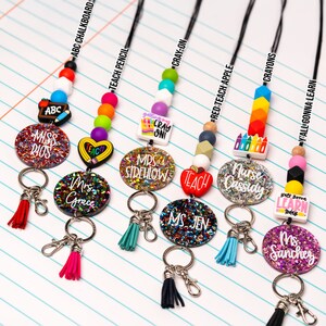 Teacher Glitter Lanyard Personalized Lanyard for Keys or ID Badge ...