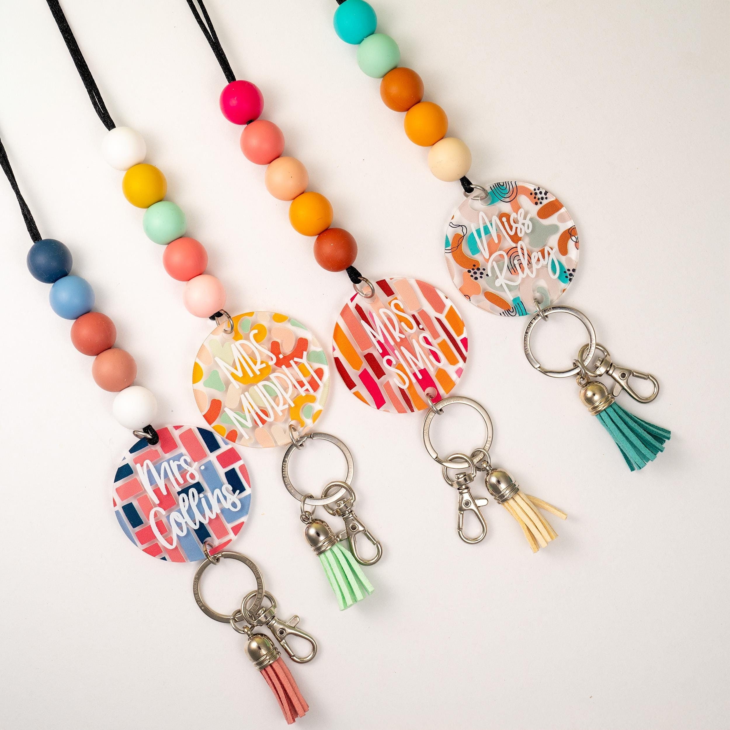 Abstract Boho Lanyard - Personalized Lanyard for Keys - Beaded Lanyard ...