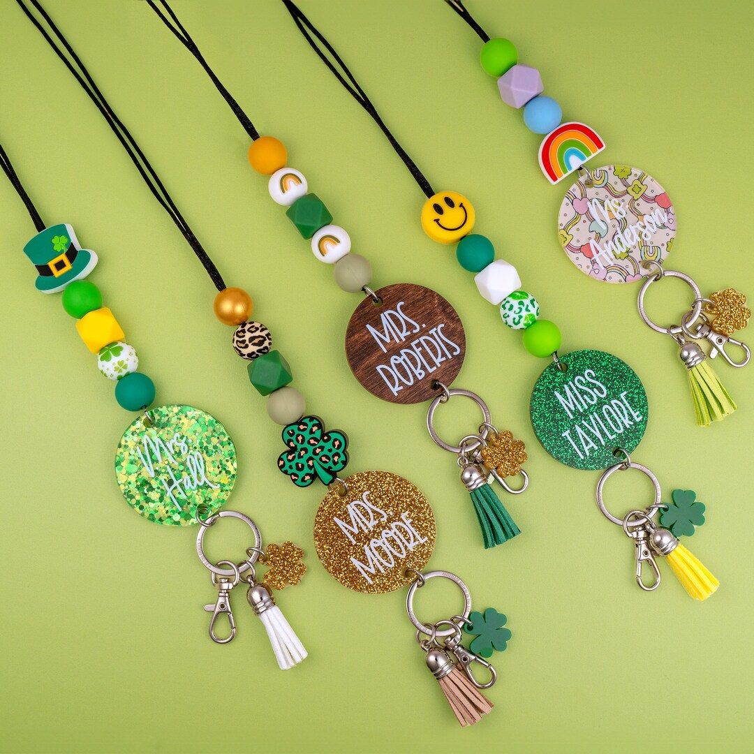 St. Patrick's Day Lanyard Teacher Lanyard for Keys or ID Badge Glitter ...