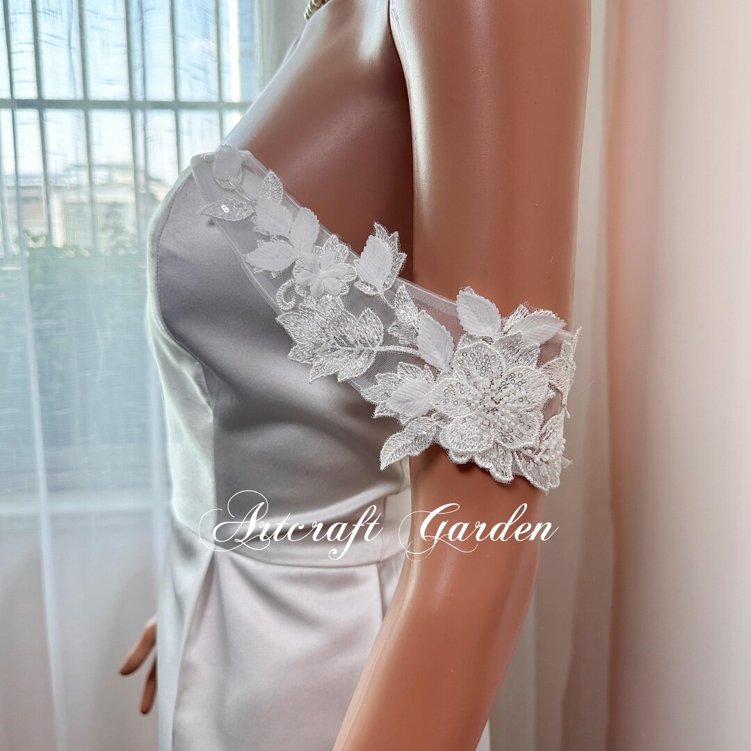 Custom 3D Flower Sequins Wedding Dress Straps, Bridal Sleeves,off the ...