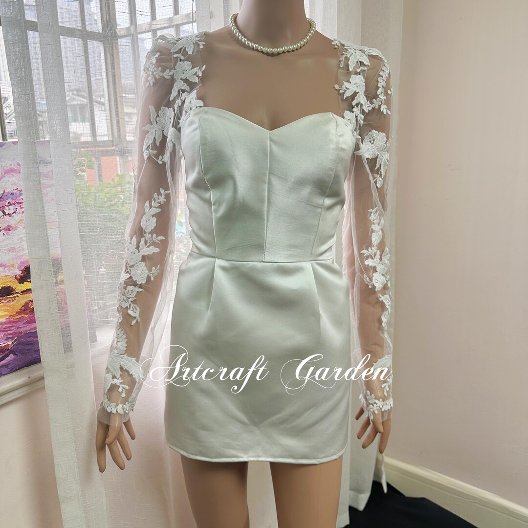 Customizable Wedding Dress Topper With Long Sleeves Bridal Bolero for ...