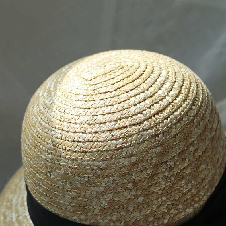 56-58 Ins Summer Straw Hand Woven Straw Hat Round Top Curved - Etsy