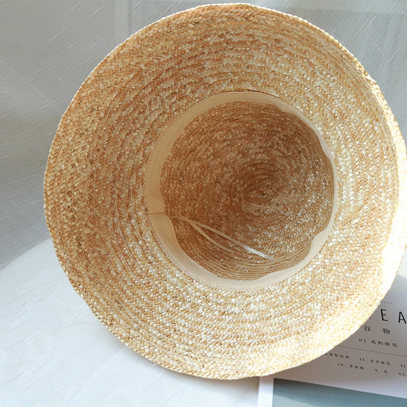 56-58 Ins Summer Straw Hand Woven Straw Hat Round Top Curved - Etsy