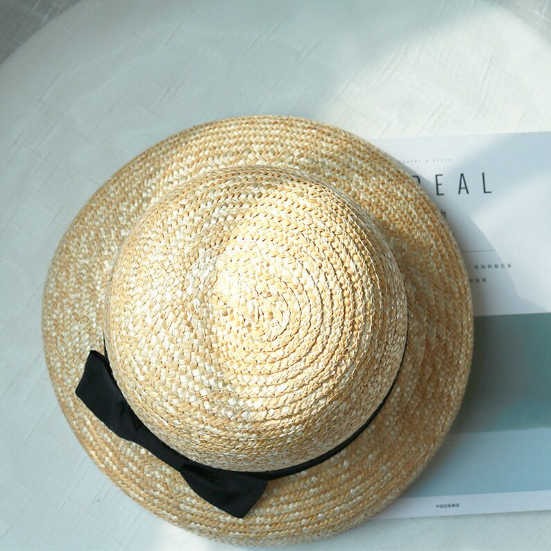 56-58 Ins Summer Straw Hand Woven Straw Hat Round Top Curved - Etsy