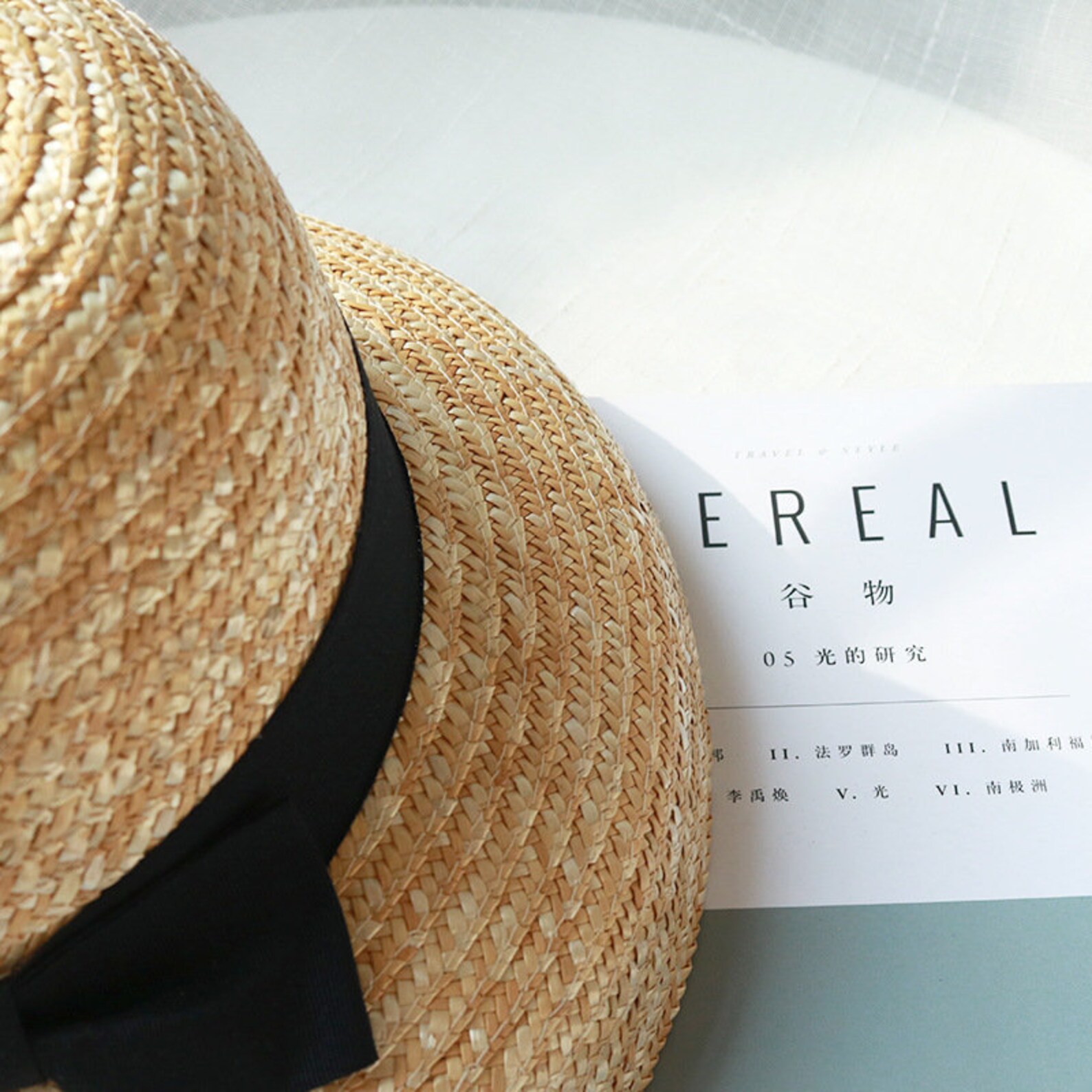 56-58 Ins Summer Straw Hand Woven Straw Hat Round Top Curved - Etsy