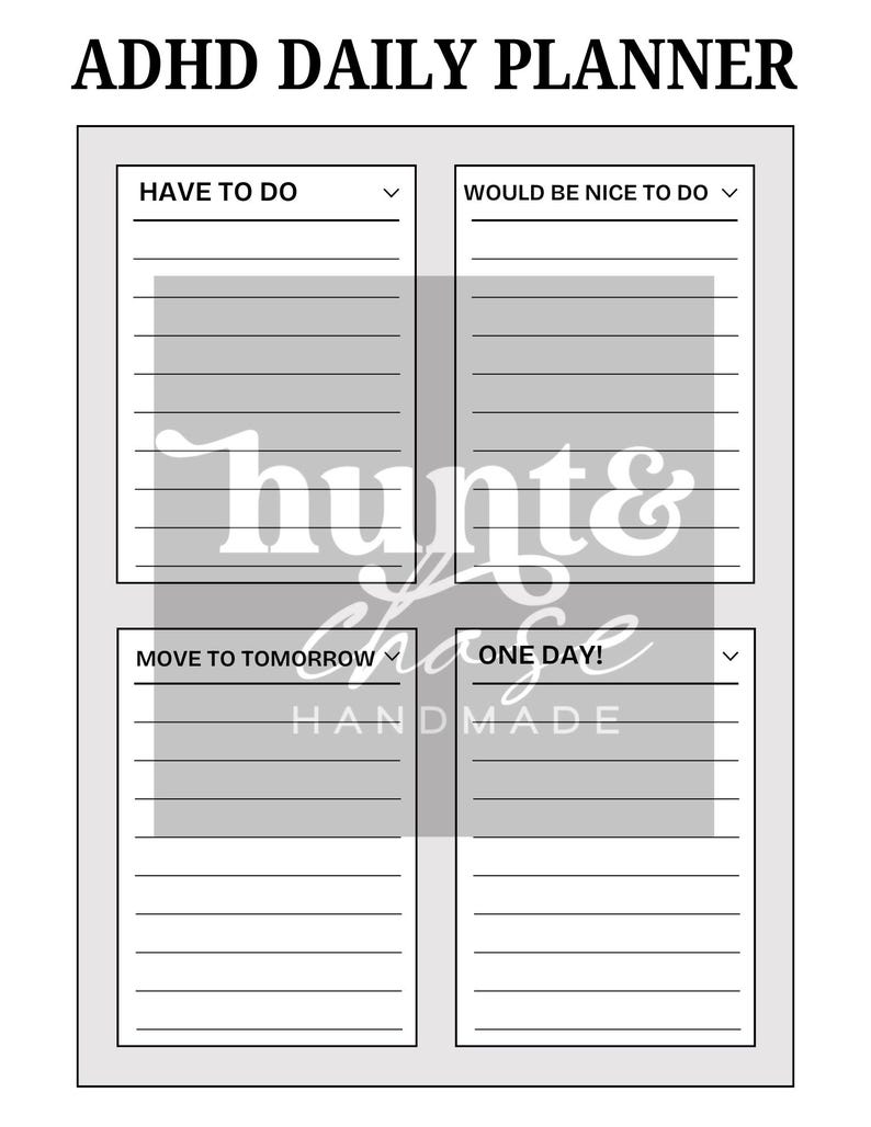 ADHD Daily Planner - Printable PDF (digital Download) - Etsy