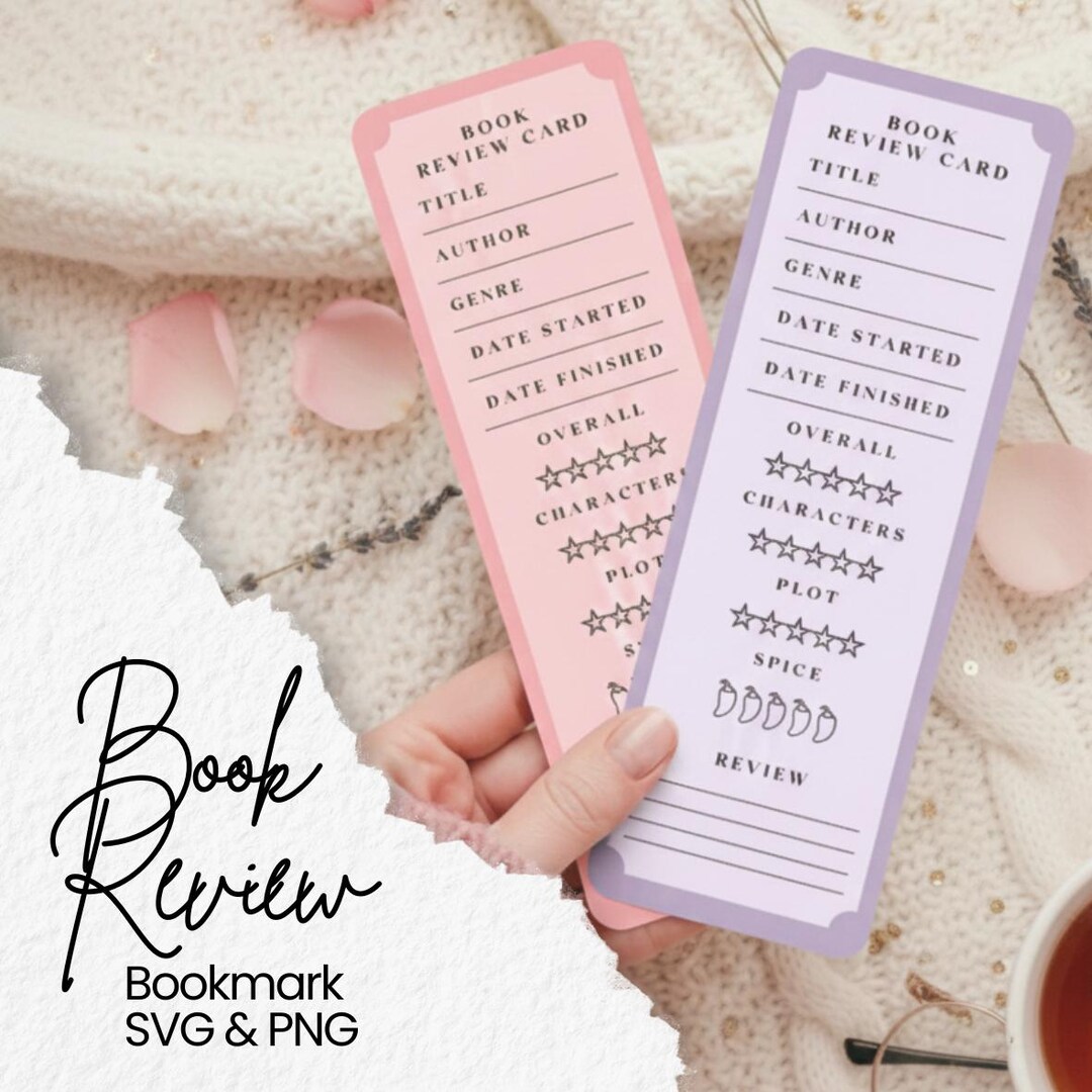 Book Review Bookmark Template, Reading Journal Insert (digital Download ...