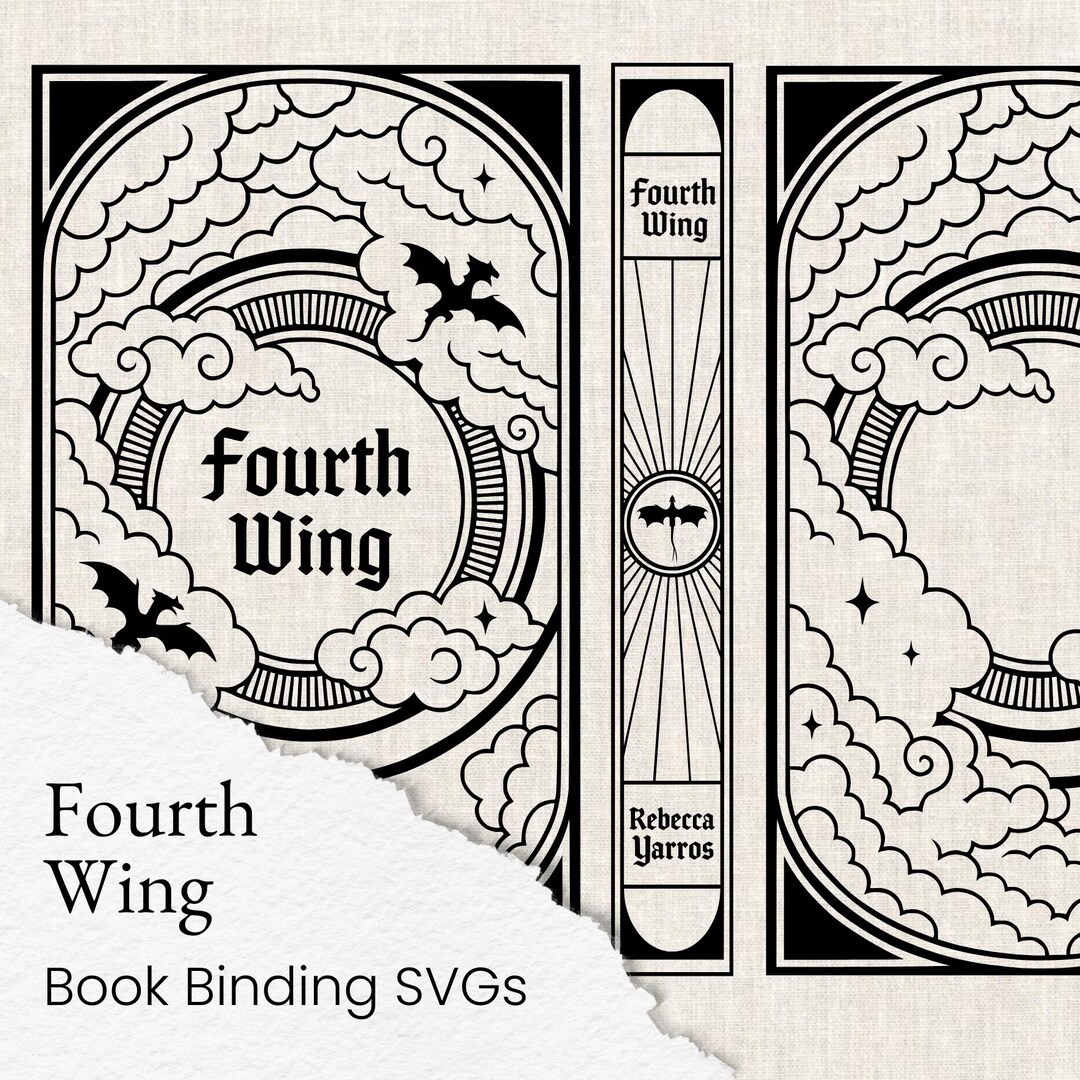 Fourth Wing Book 1 Cover SVG Files: Rebecca Yarros Series Rebinding ...