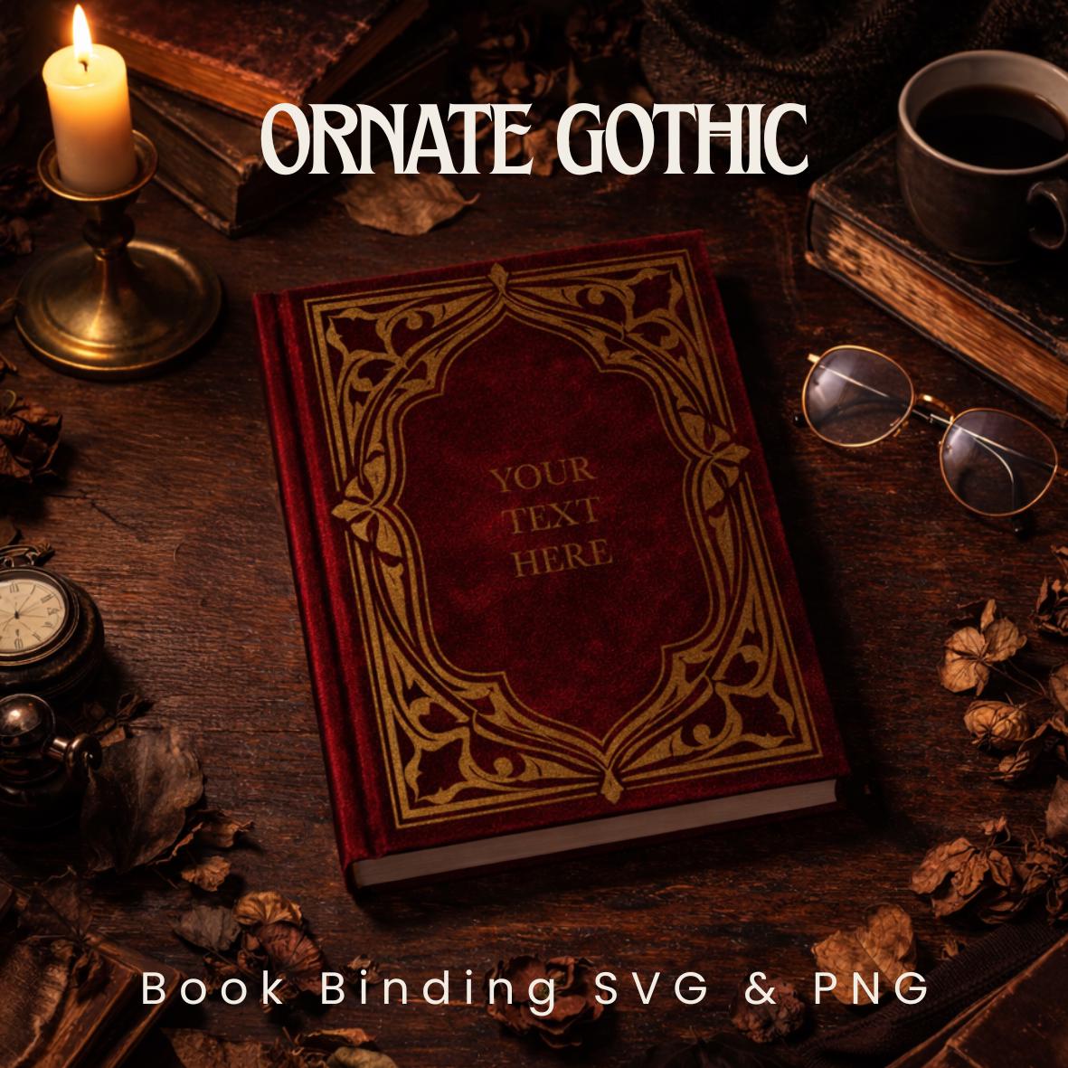 Gothic Book Binding SVG, Customizable Book Cover PNG (digital Download ...