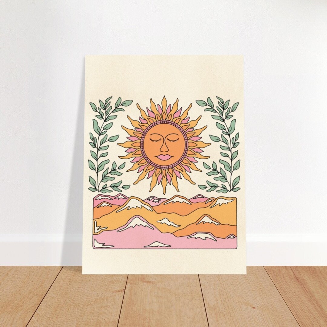 Peaceful Sun Illustration – Vibrant + Earthy Home Decor Art ...
