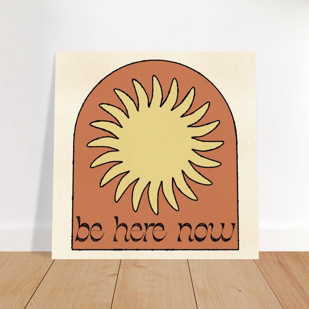 Be Here Now Quote Print Minimalist Spiritual Home Decor Art ...