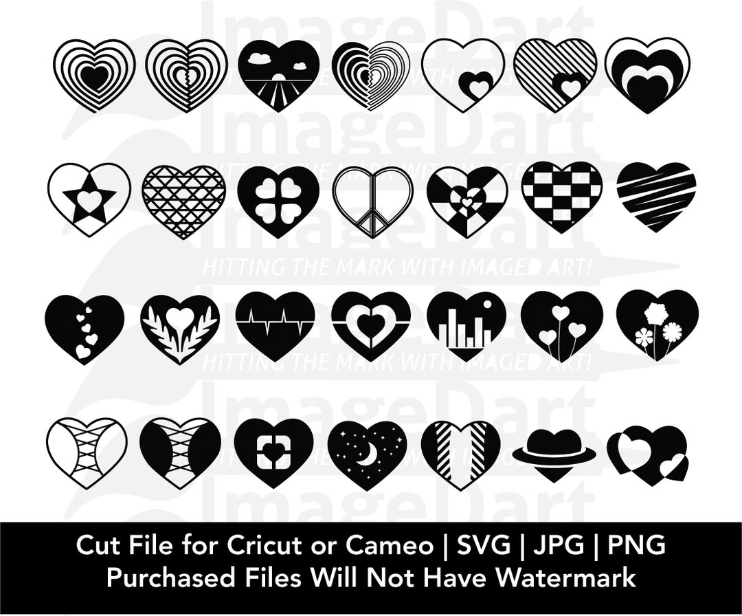 28 Hearts Set SVG Cut File for Cricut of Cameo - Etsy