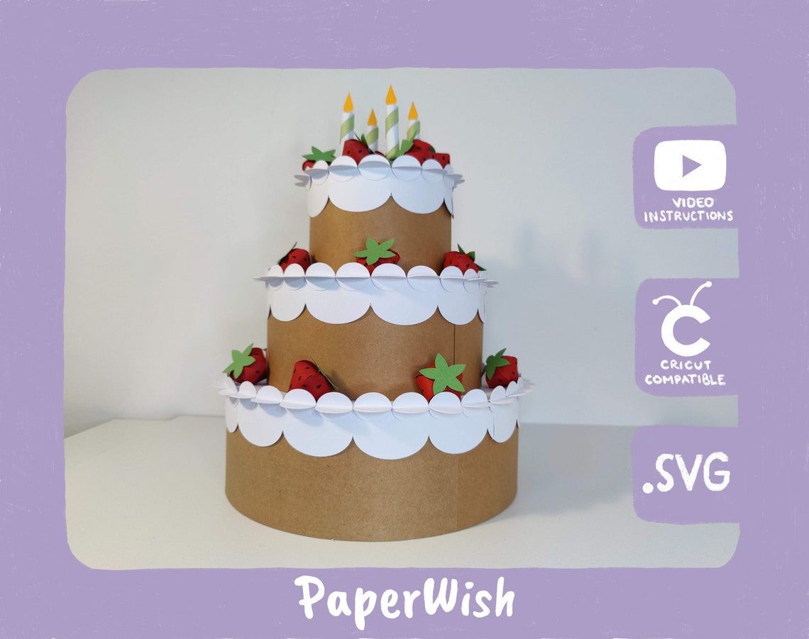 Birthday Cake Box | 3D Papercut SVG Box Cut File | Cricut DIY - Etsy