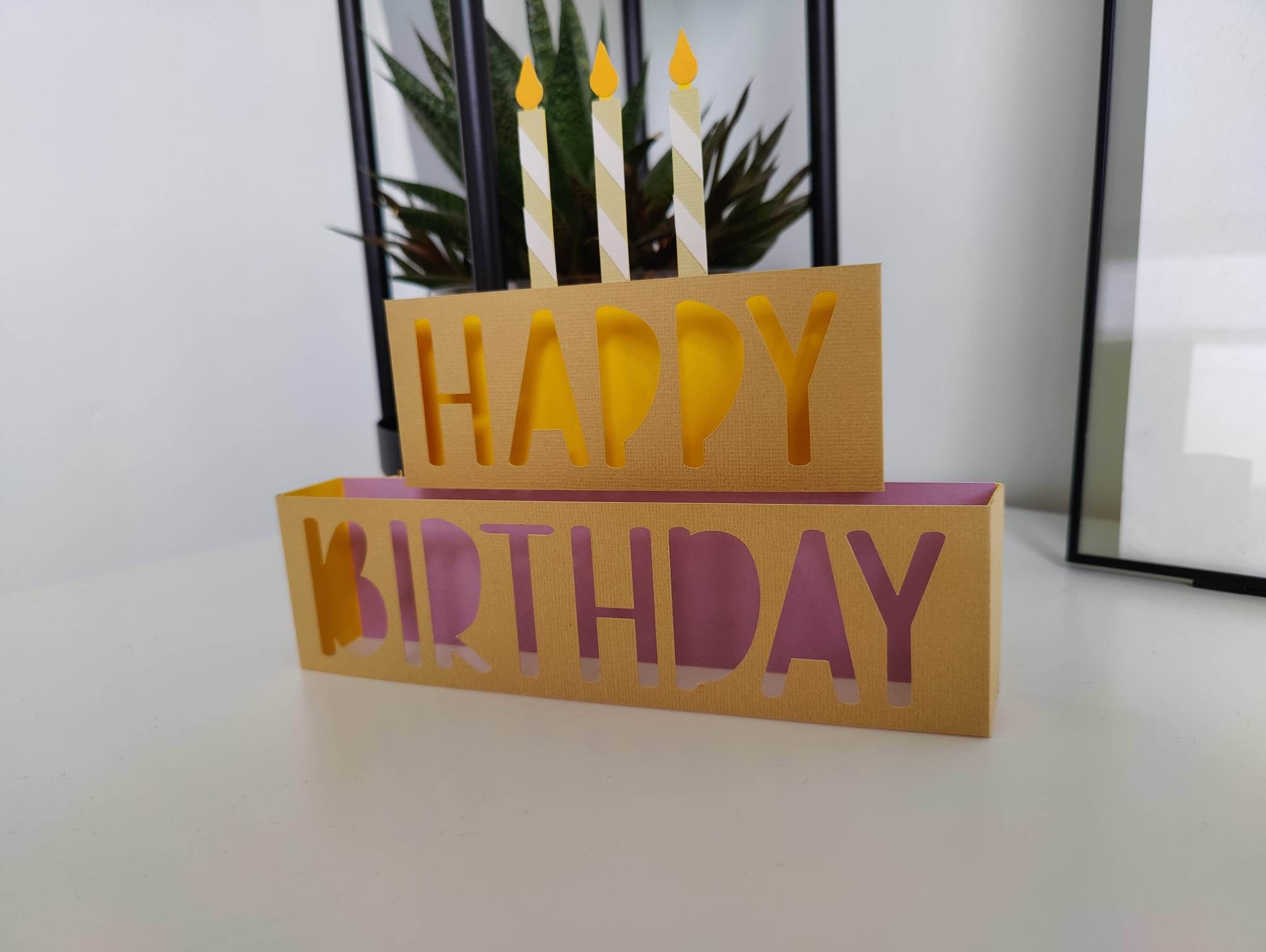 Happy Birthday Cake Card 3D Papercut SVG Card Cut File Cricut DIY - Etsy