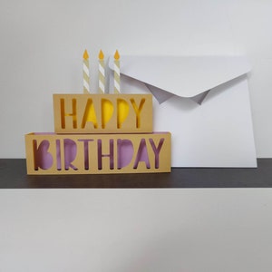 Happy Birthday Cake Card | 3D Papercut SVG Card Cut File | Cricut DIY ...