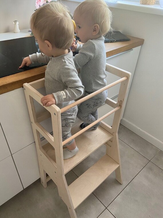 Montessori Tower Twin Toddler Tower Gold Kitchen Tower Help Siblings Wooden Kitchen Step Stool Learning Ladder for Toddler Wood Helper Tower Etsy
