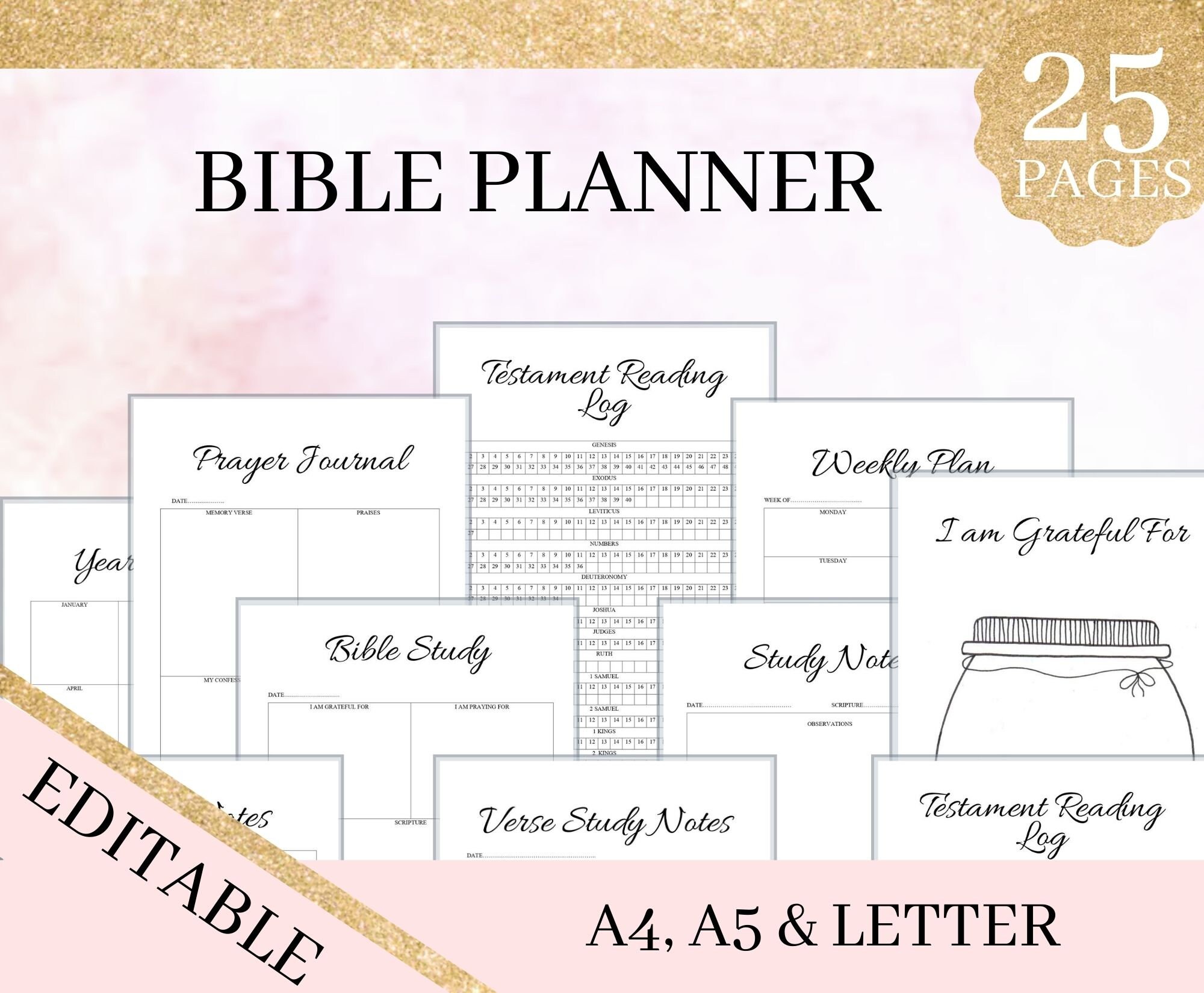Bible Planner, Bible Study Planner, Prayer Journal Printable, Happy ...