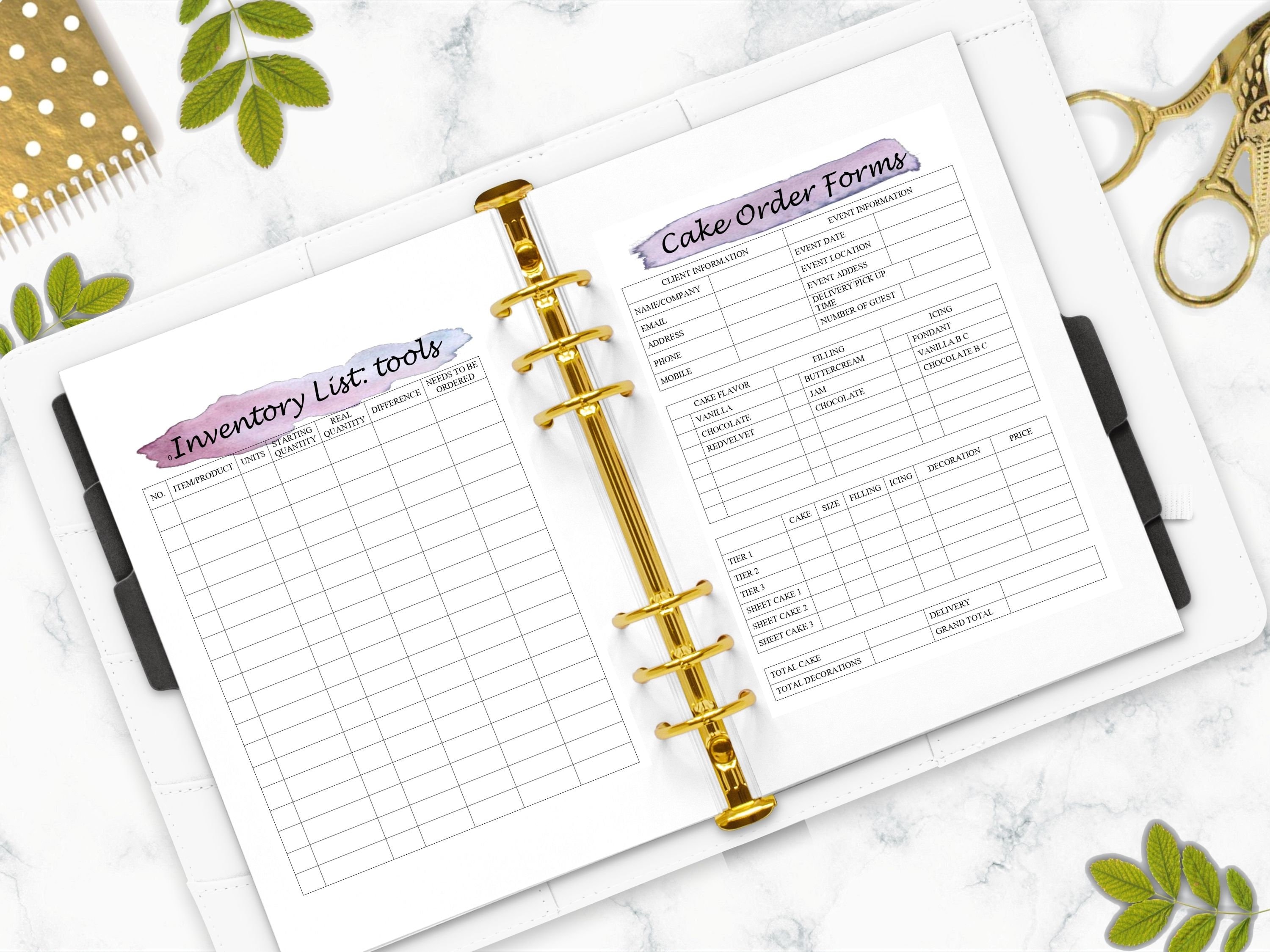 Bakery Business Planner, Bakery Forms, Bakery Planner, Cake Order Form ...