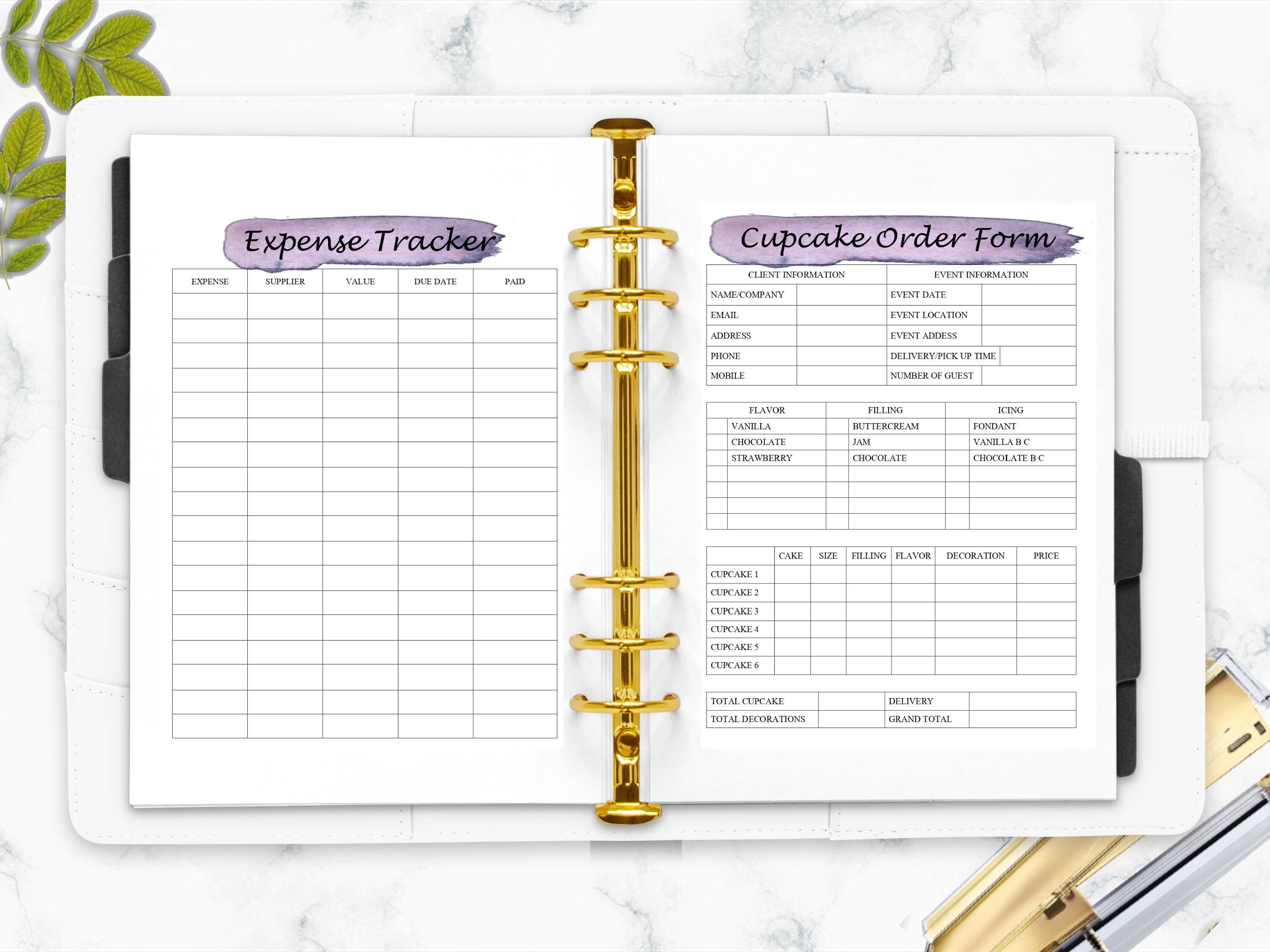 Bakery Business Planner, Bakery Forms, Bakery Planner, Cake Order Form ...