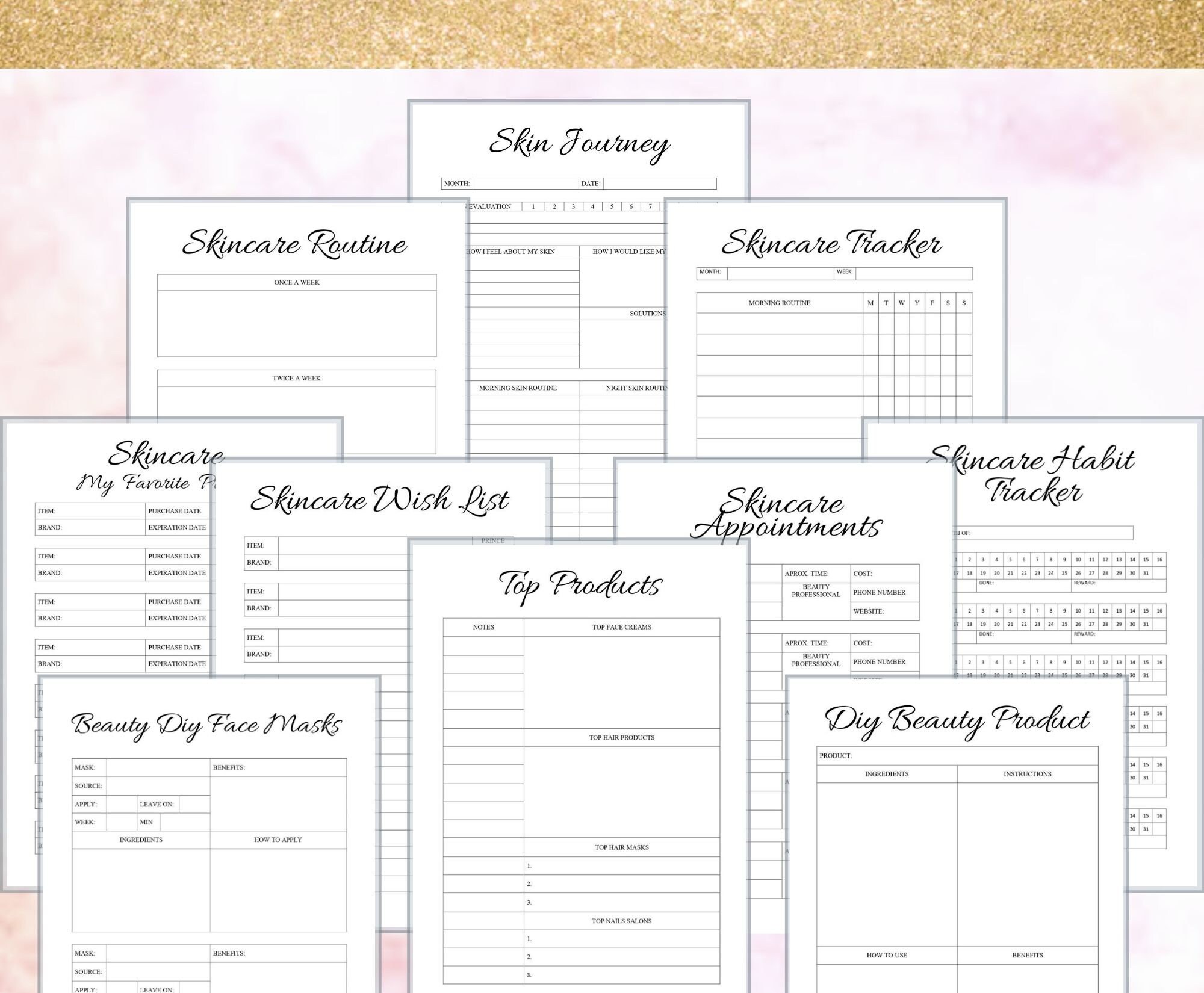 Beauty Planner Skin Care Planner Skin Care Journal Beauty | Etsy