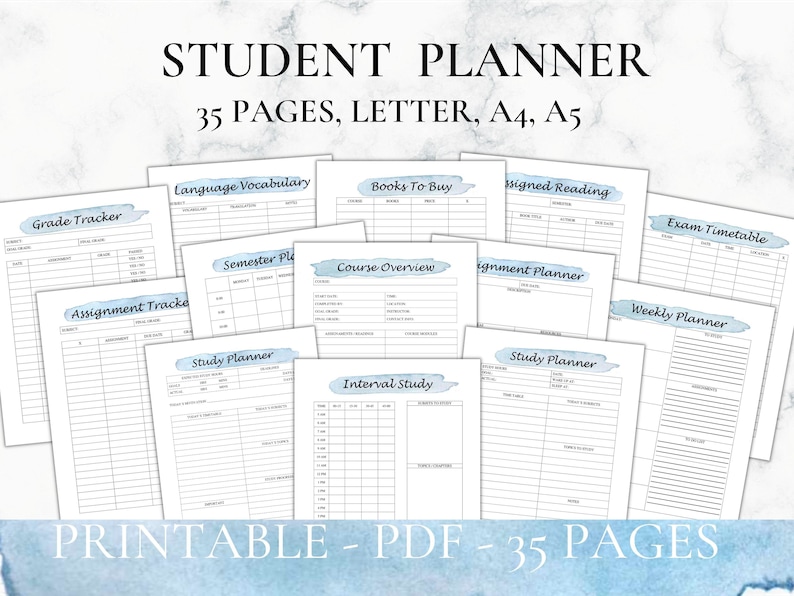 Student Planner Printable, Student Planner, Study Planner, Academic ...