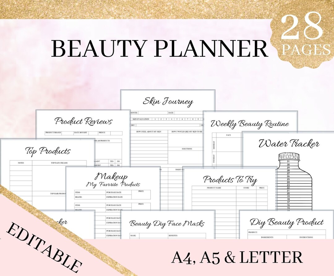 Beauty Planner, Skin Care Planner, Skin Care Journal, Beauty Routine ...